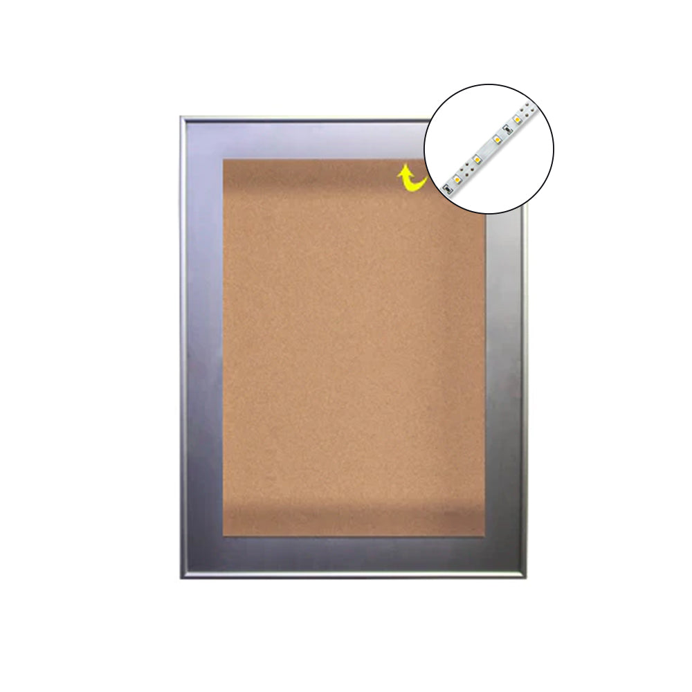1 Inch Deep Designer Lighted Metal Frame Cork Board Display Case 16x20 ...