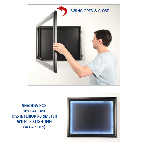 LED Lighted Shadow Box Display Case 4-Inch Deep Designer SwingFrame ...