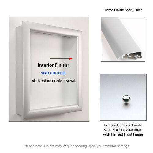 LED Lighted Shadow Box Display Case 1" Deep +Enclosed Cork Bulletin ...