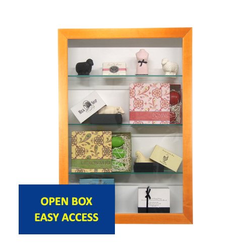 Open Face Wood Frame Shadow Box 3" Deep + Adjustable Glass Shelves ...