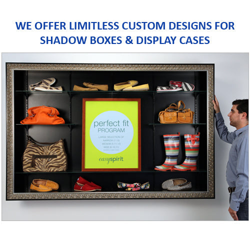 Open Face 4-Inch Deep Wall Shadow Box Display Case with Glass Shelves ...