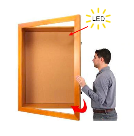 LED Lighted Large Wide Wood Framed Shadow Box Display Cases 2" Deep ...