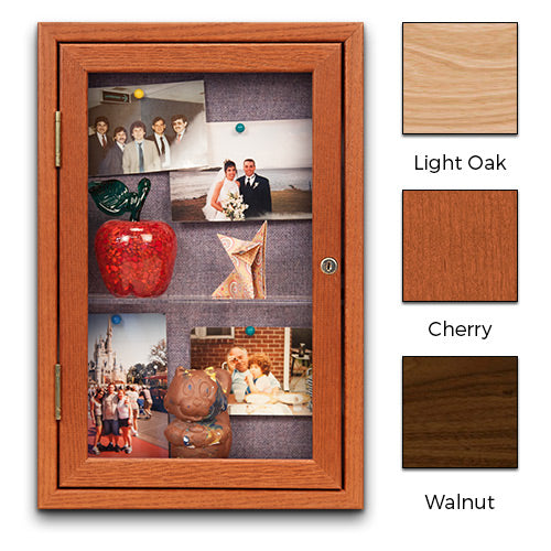 Memory Box 12x18 Locking Display Case with Shelf in 3 Wood Finishes ...