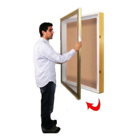 45x93 Designer Metal Framed Large Cork Board Display Case 6 Inch Deep ...