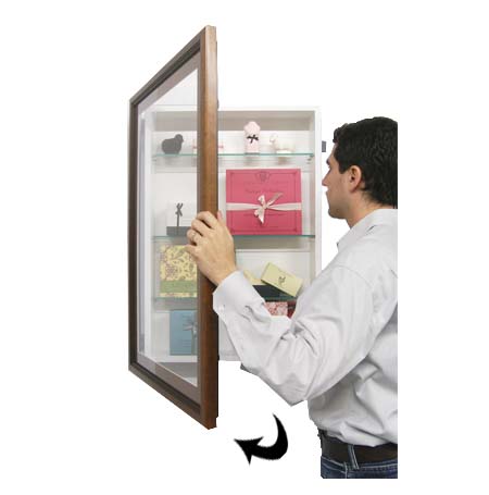 SwingFrame Wood Frame Shadow Box 4-Inch Deep + Glass Shelves 25+ Sizes ...